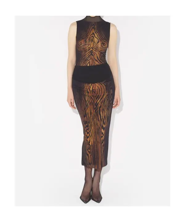 JEAN PAUL GAULTIER Sleeveless High-neck Wood-print Top