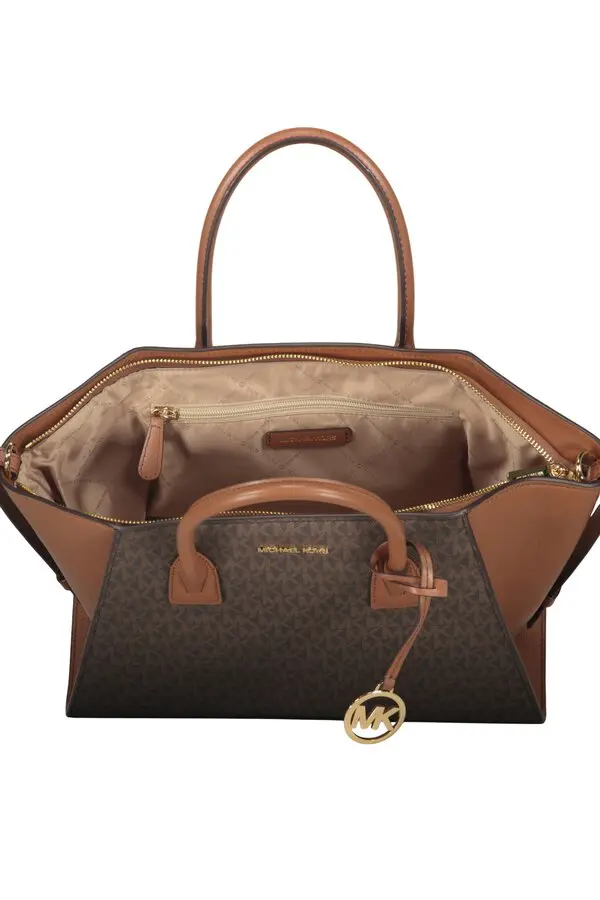 Michael Kors Logo Satchel Tote Bag - Brown