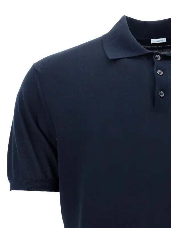 Malo Fine-knit Cotton Polo Shirt - Black