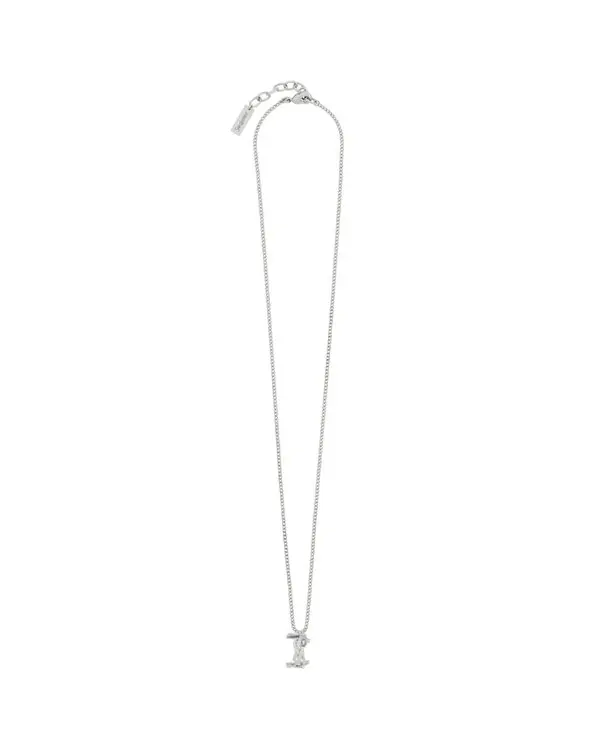 Saint Laurent Cassandre Ring Necklace In Metal - Gray