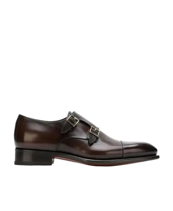 Santoni Buckle Detailed Slip-on Monk Shoes - Black