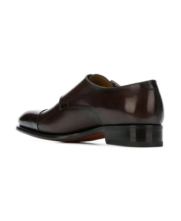 Santoni Buckle Detailed Slip-on Monk Shoes - Black