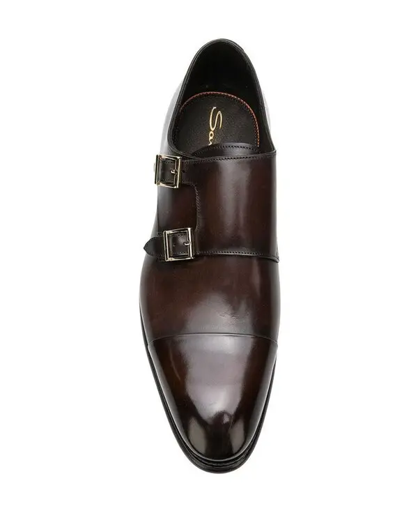 Santoni Buckle Detailed Slip-on Monk Shoes - Black