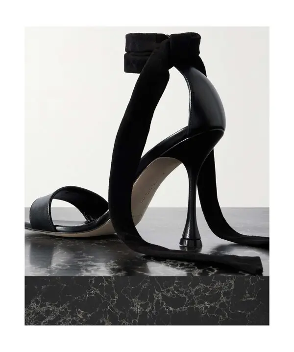 Manolo Blahnik Round Toe High Heel Sandals With Wrap-around Ankle Strap