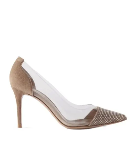 GIANVITO ROSSI Suede And Pvc Crystal Embellished High Heels