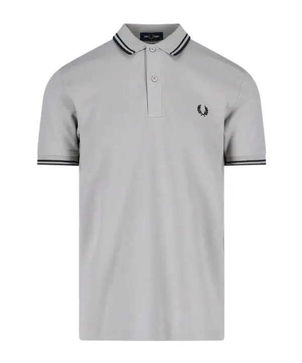 Comme Des Garçons X Fred Perry Text-printed Polo Shirt - Gray