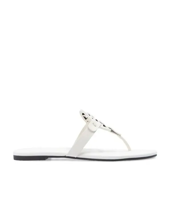 Tory Burch Miller Logo Plaque Sandals - White