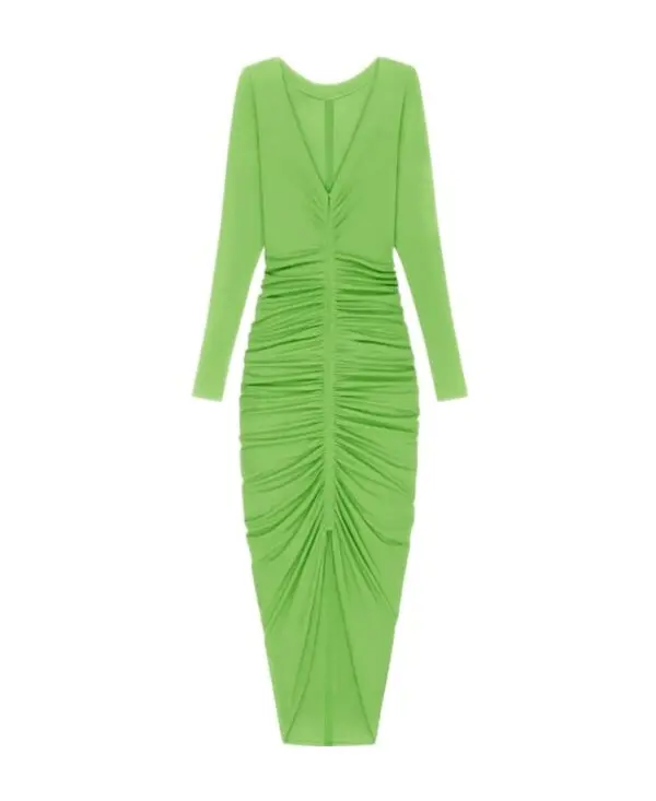 Givenchy Long Sleeve Ruched Evening Dress In Matte Viscose Jersey