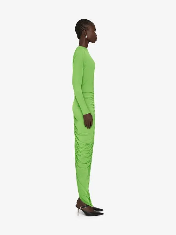 Givenchy Long Sleeve Ruched Evening Dress In Matte Viscose Jersey