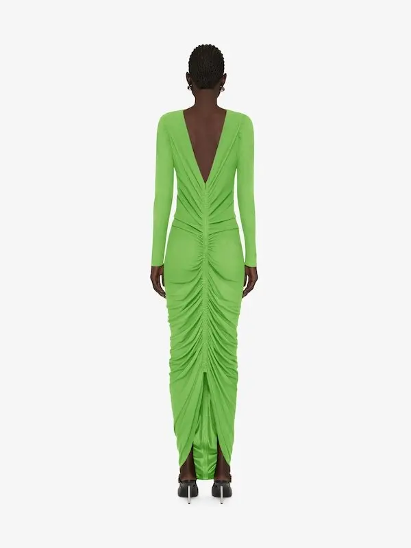 Givenchy Long Sleeve Ruched Evening Dress In Matte Viscose Jersey