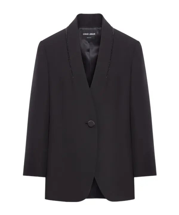 Giorgio Armani Embellished Single-breasted Blazer - Black