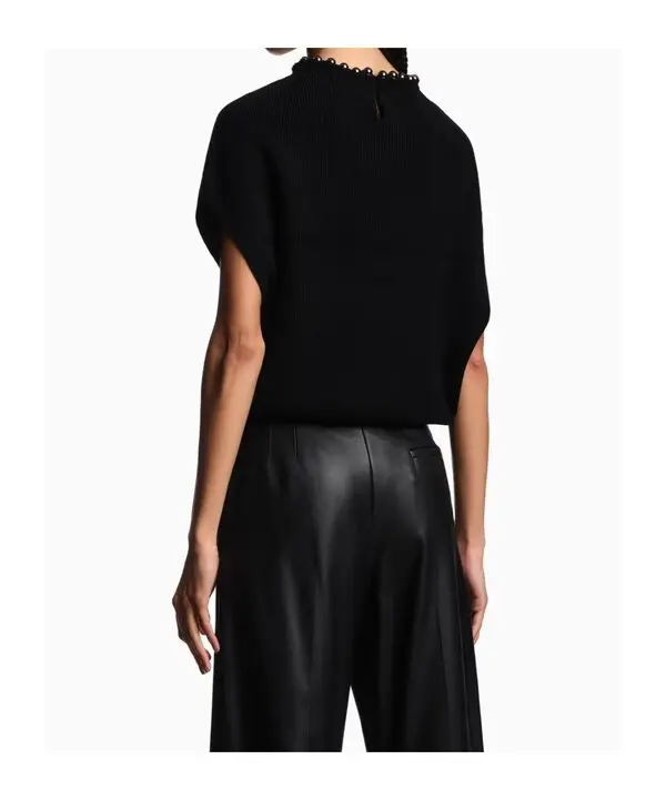 Emporio Armani Beaded-neck Ribbed Sweater