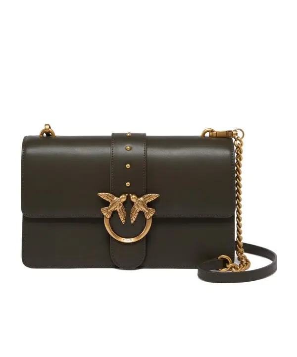 Pinko Logo Plaque Chain Linked Crossbody Bag - Black
