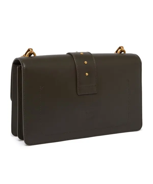 Pinko Logo Plaque Chain Linked Crossbody Bag - Black