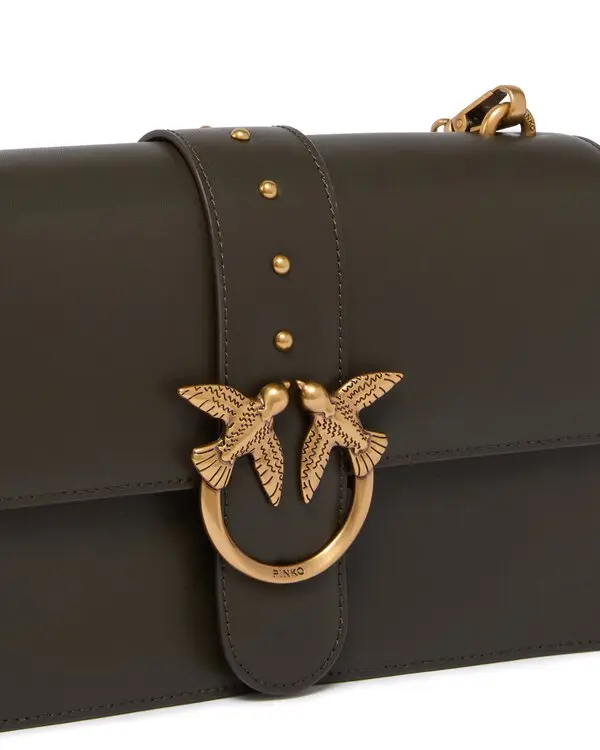 Pinko Logo Plaque Chain Linked Crossbody Bag - Black