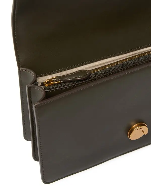 Pinko Logo Plaque Chain Linked Crossbody Bag - Black