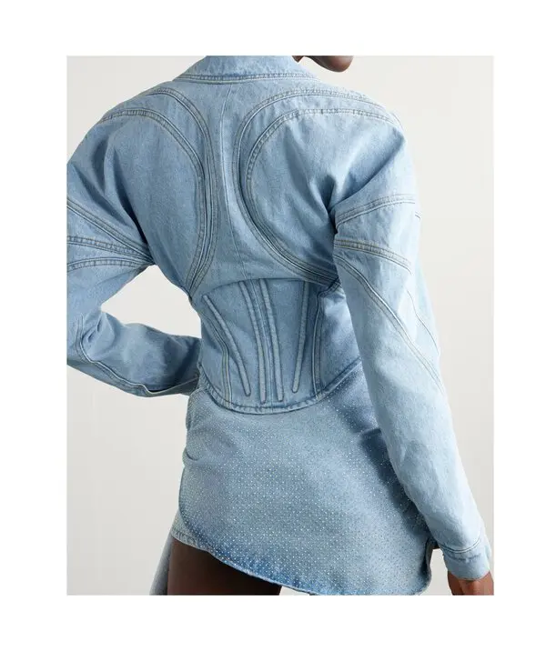 MUGLER Sculpted Cropped Denim Jacket