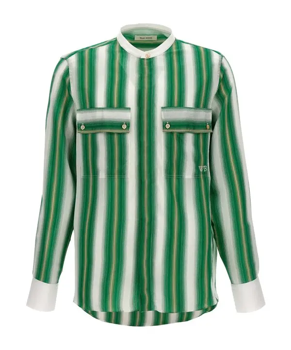 WALES BONNER Cadence Striped Long-sleeved Shirt