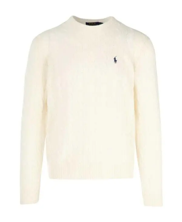 Polo Ralph Lauren Pony Embroidered Cable-knit Jumper - White
