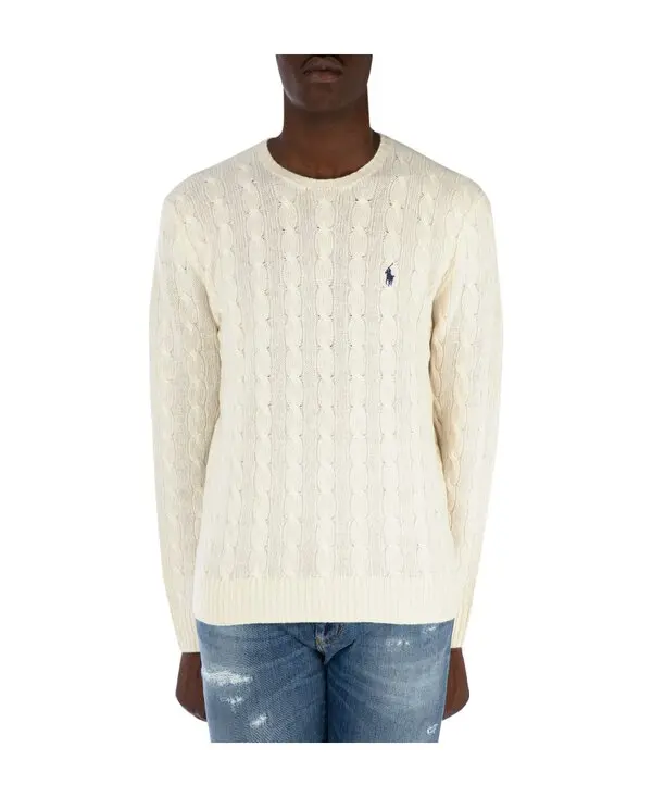 Polo Ralph Lauren Pony Embroidered Cable-knit Jumper - White