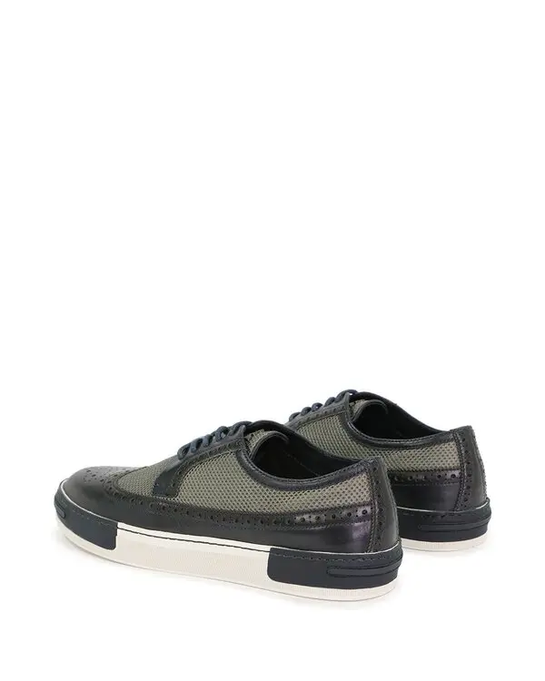 Emporio Armani Leather And Nylon Lace-up Sneakers