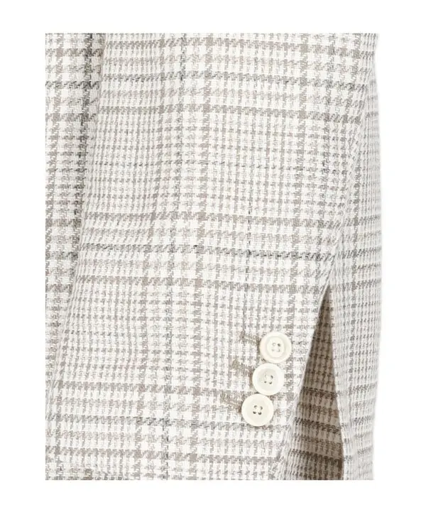 LARDINI Single-breasted Checked Blazer - Beige