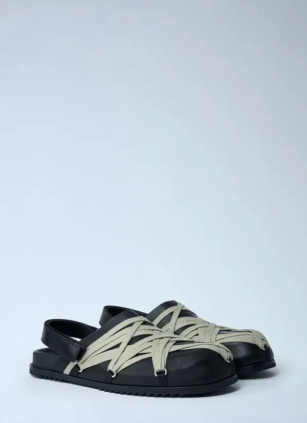 Rick Owens Granola Lace-up Leather Clogs - Black