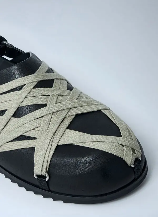 Rick Owens Granola Lace-up Leather Clogs - Black