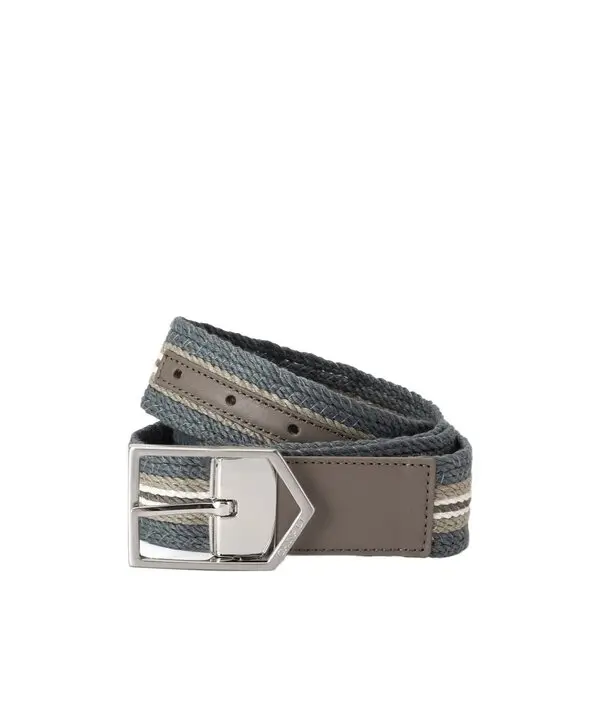 Canali Woven Belt With Striped Pattern And Arrow Buckle - Gray