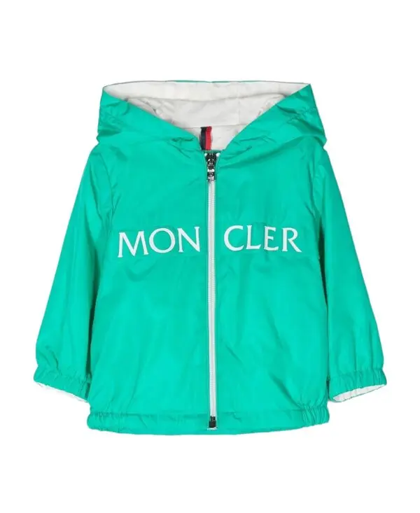 Moncler Logo Print Hooded Zip-up Jacket