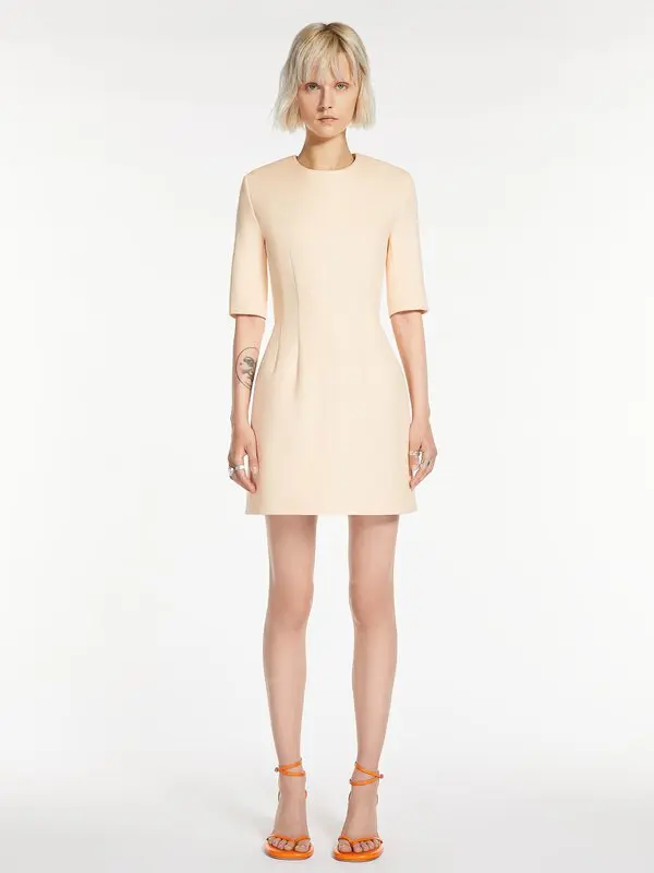 Sportmax Cotton Twill Knitted Crewneck Dress - Nude