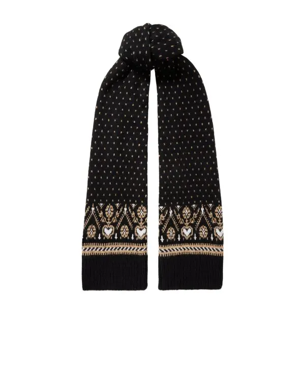Khaite Lucerne Fair Isle Cashmere Scarf - Black