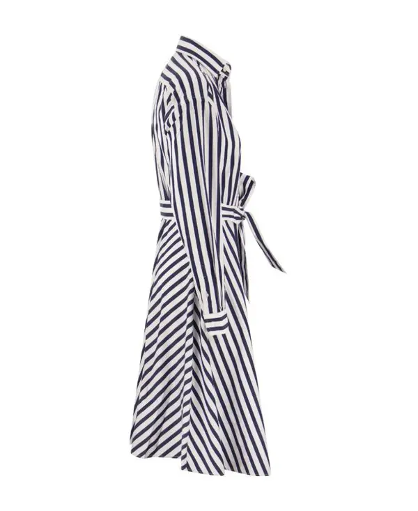 Polo Ralph Lauren Striped Shirt Dress With Tie Waist - White