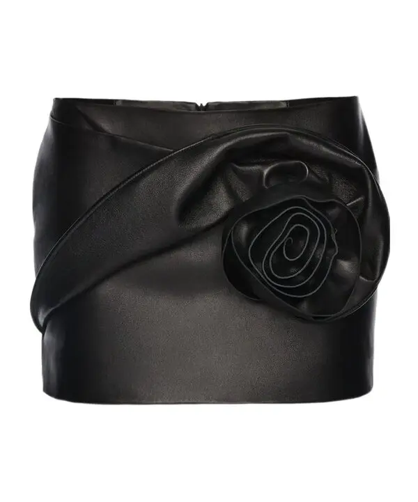 Magda Butrym Draped Rose Mini Skirt - Black
