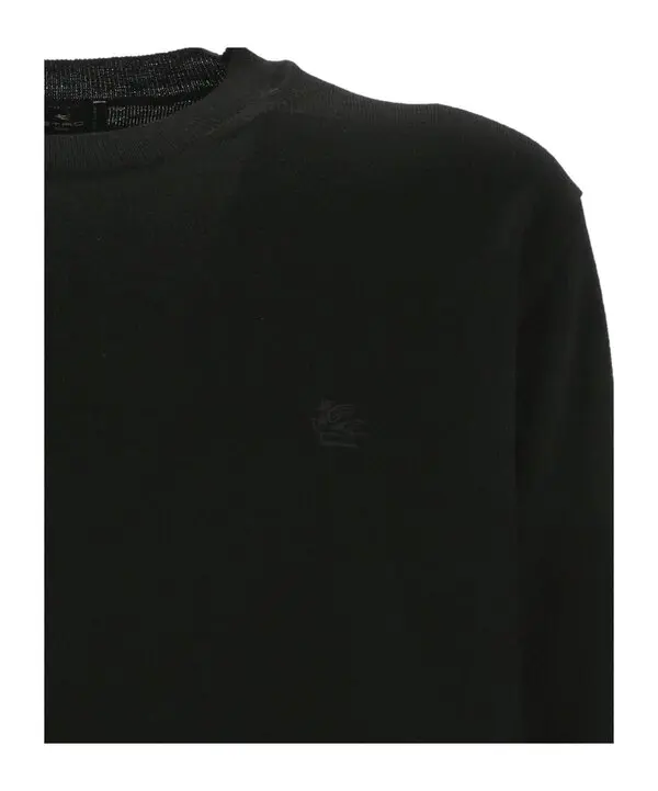 Etro Pegaso Embroidered Crewneck Jumper - Black