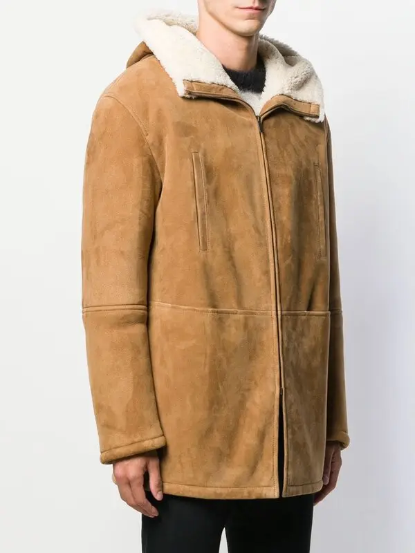Saint Laurent Fur Lined Hooded Zip Coat