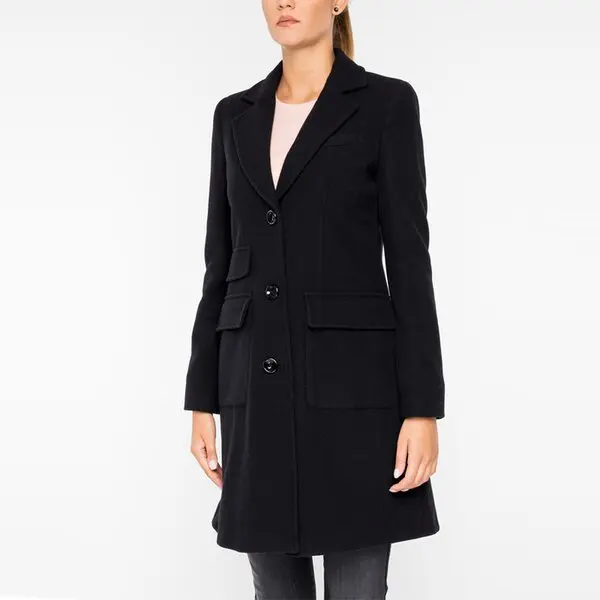 Emporio Armani Wool Lapel Coat - Black