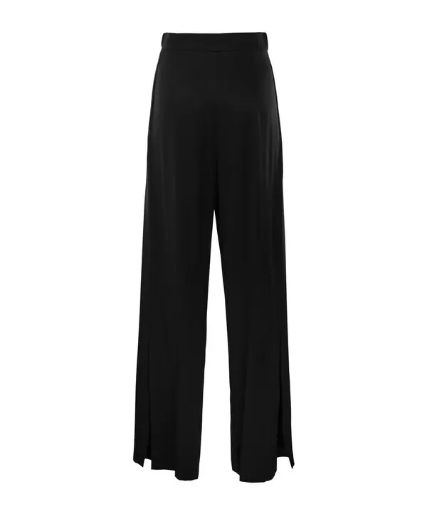 Max Mara Fiesta Silk Flared Trousers - Black