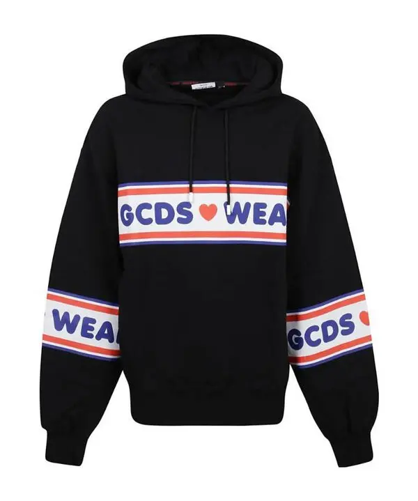 Gcds Logo Tape Printed Hoodie - Black