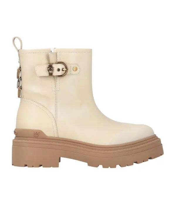 Pinko Buckled Platform Ankle Boots - Nude