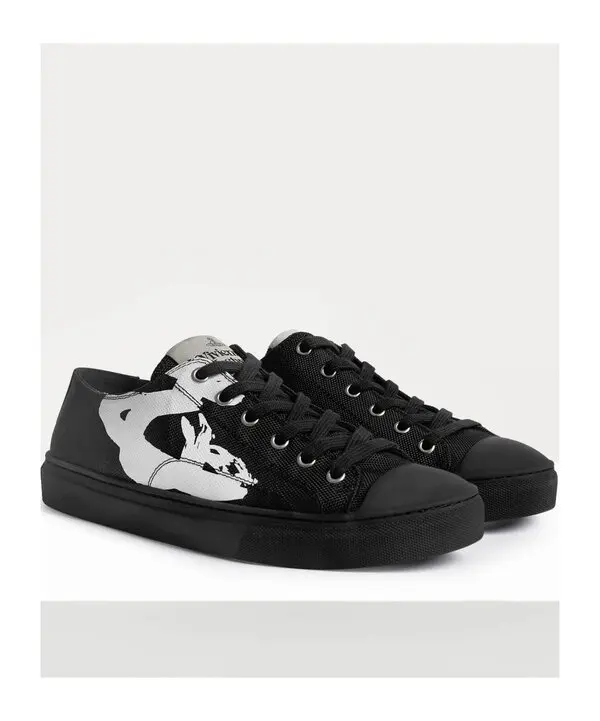 VIVIENNE WESTWOOD Low Top Lace Up Sneakers With Graphic Print - Black