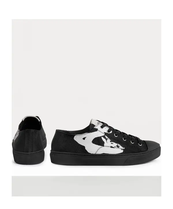 VIVIENNE WESTWOOD Low Top Lace Up Sneakers With Graphic Print - Black