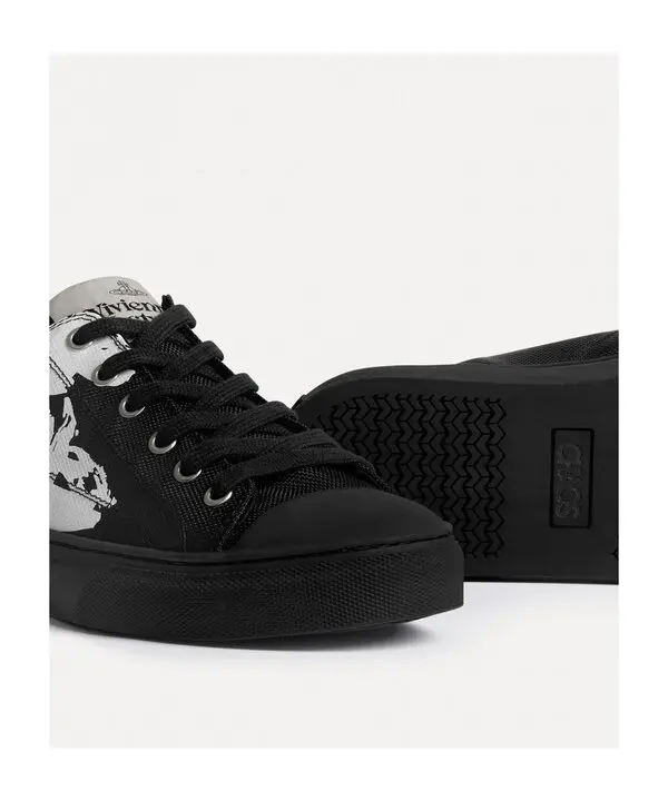 VIVIENNE WESTWOOD Low Top Lace Up Sneakers With Graphic Print - Black
