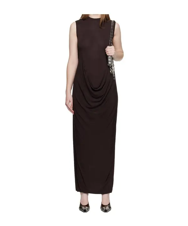 JEAN PAUL GAULTIER Long Draped Stretch Jersey Dress