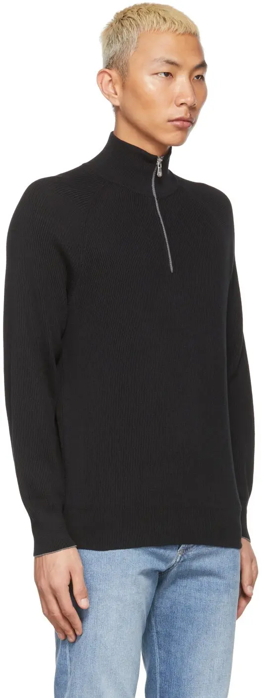 Brunello Cucinelli High Neck Knitted Pullover - Black