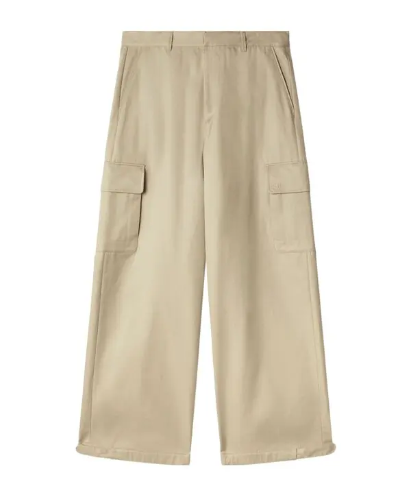 Off-White Mid-rise Wide-leg Trousers - Beige