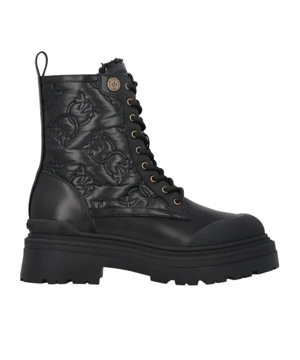 Pinko Quilted Lace-up Boots - Black
