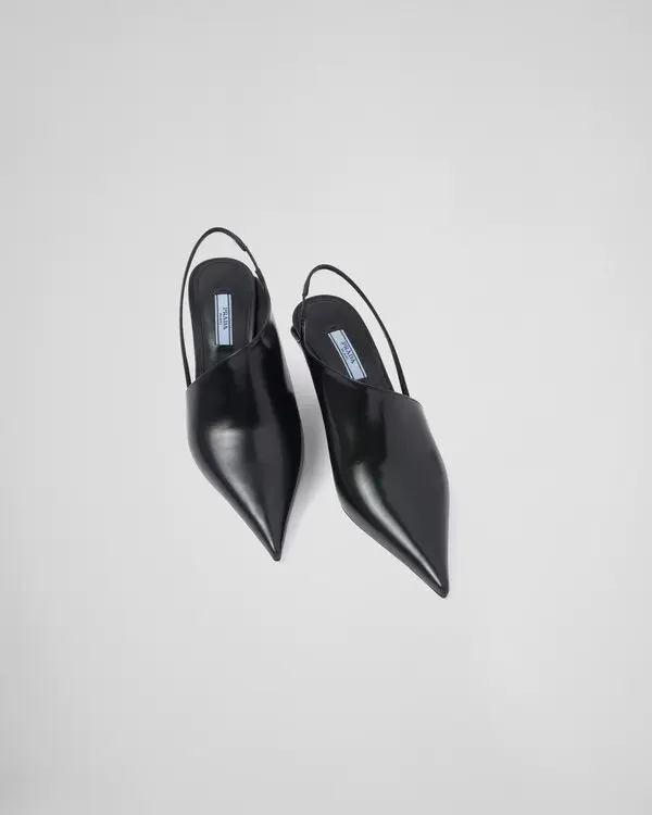Prada Brushed Leather Slingback Pumps