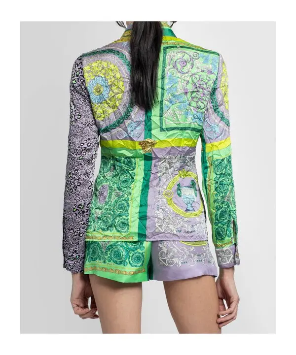 Versace Barocco Patchwork Print Satin Shirt