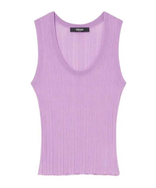 Versace Ribbed Crewneck Sleeveless Top